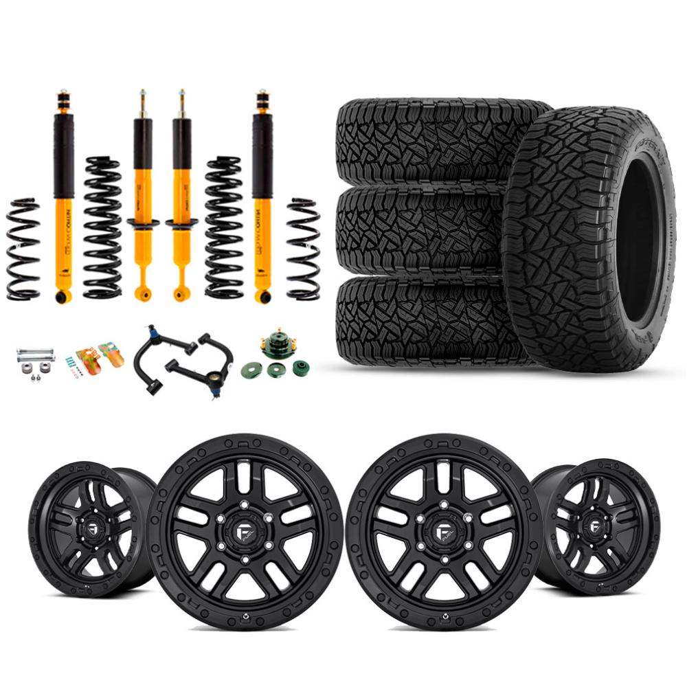 OME 3" Lift Kit w/ UCA + 17" Fuel Wheels & 285/70/R17 A/T Tires for ...